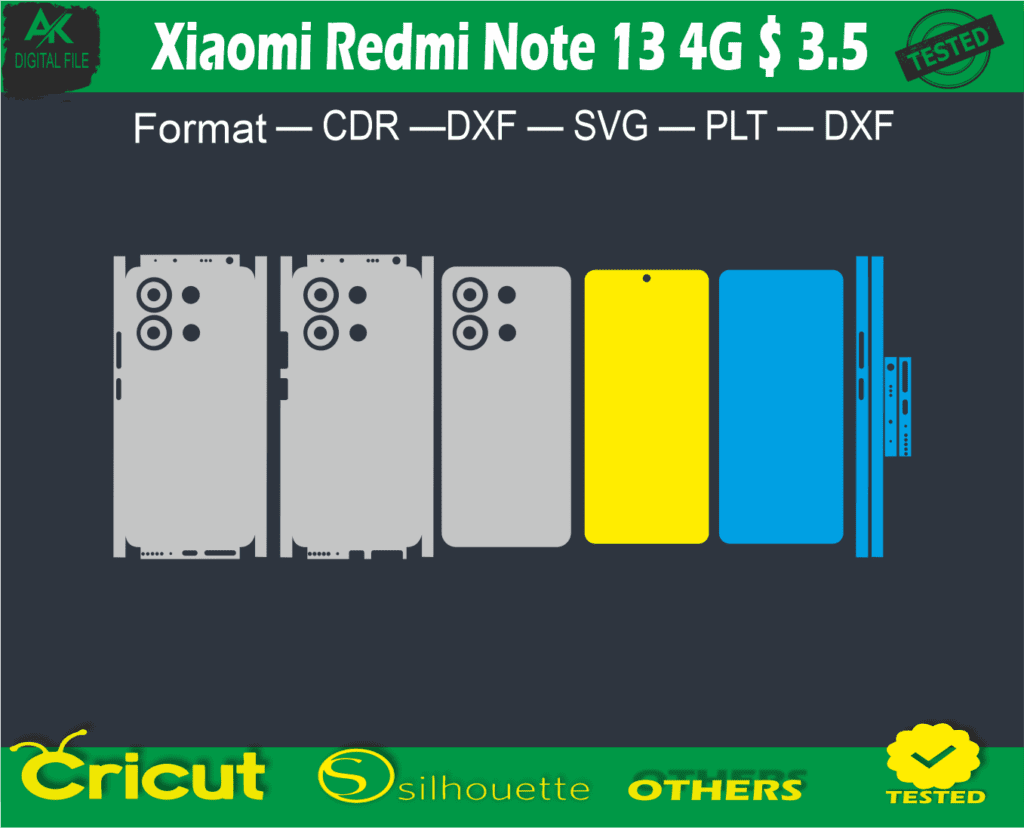 Xiaomi Redmi Note 13 4G Skin Vector Template Full Warp Free - 3.50